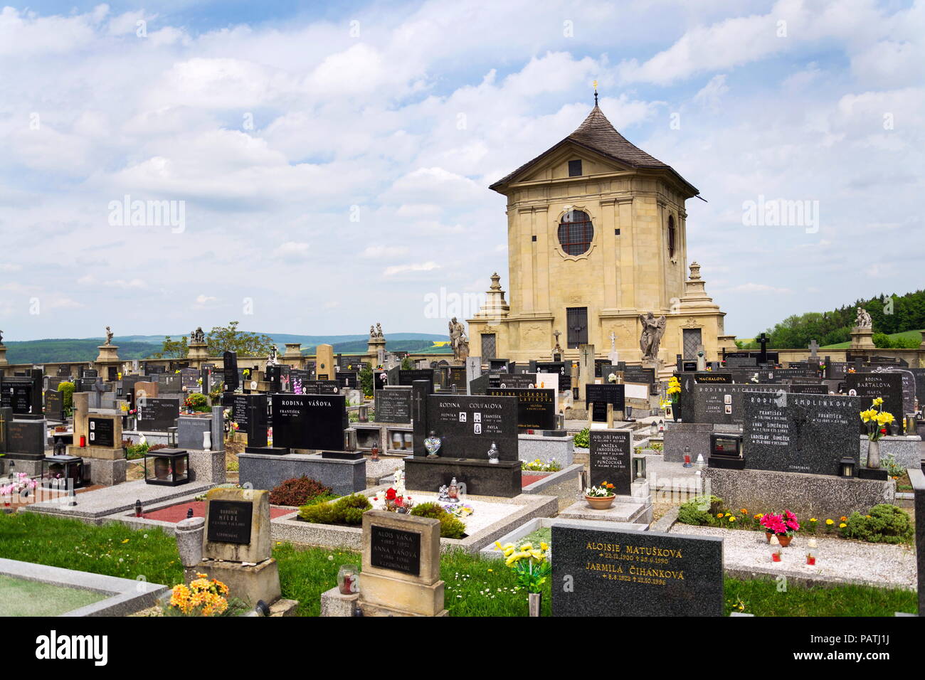Baroque cemetery Strilky statues, Zlin region, Moravia, Czech Republic ...