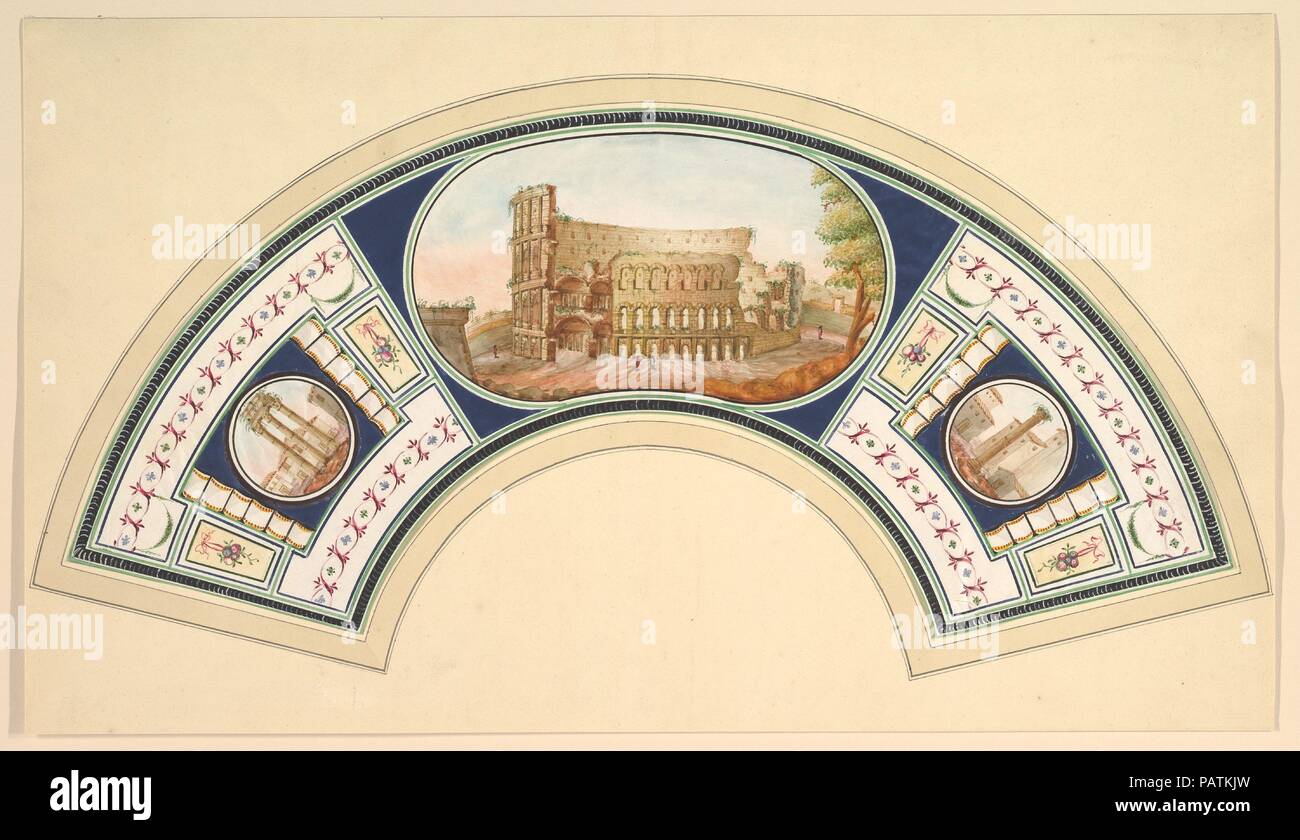 Fan Design with the Coloseum and the Temple of Vesta. Artist: Anonymous ...