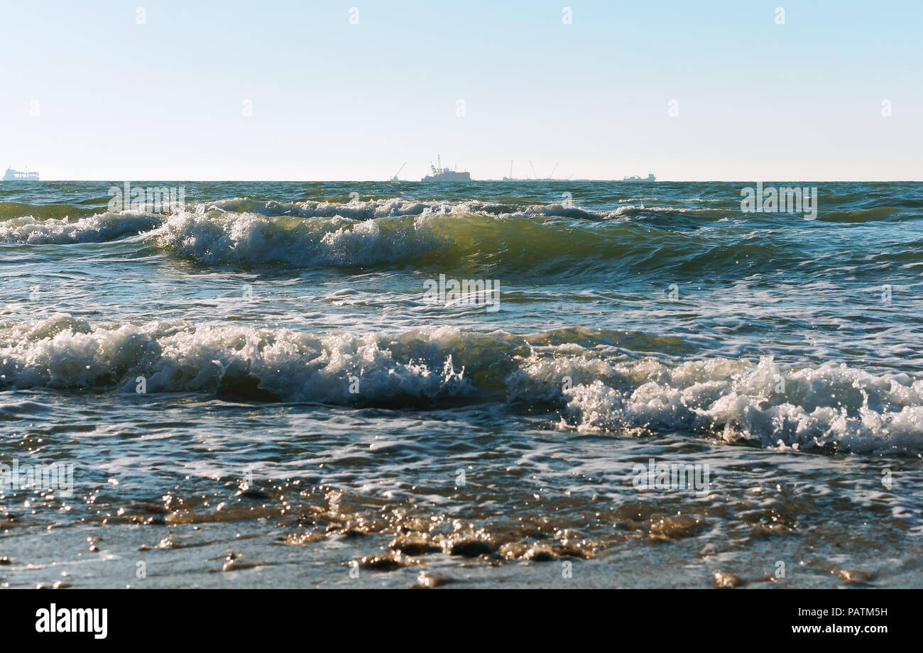 small sea wave, landscape the sky is the Baltic sea waves Stock Photo ...