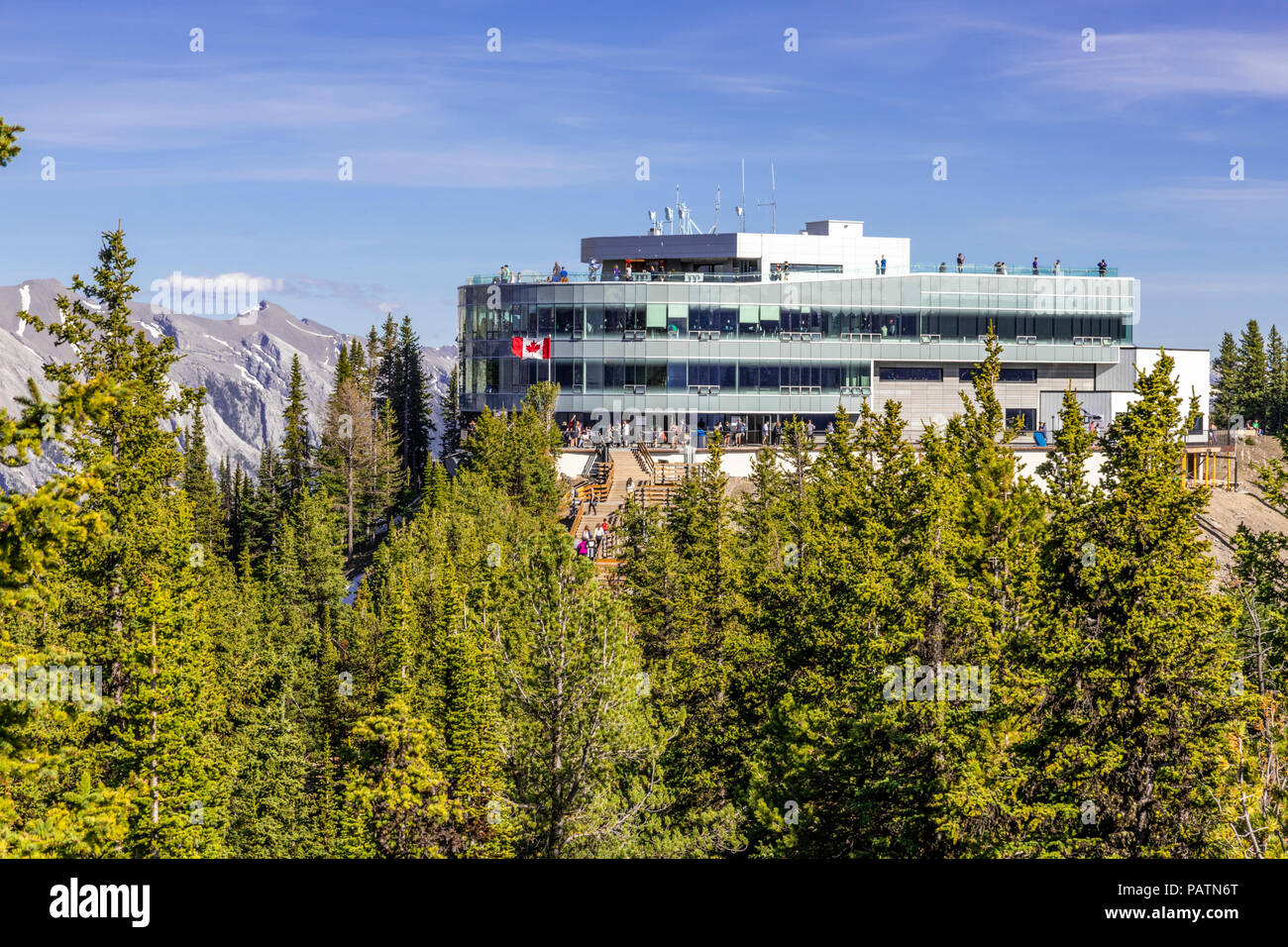 The summit building on Sulphur Mountain in the Rocky Mountains, Banff ...