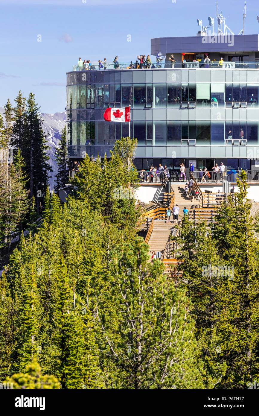 The summit building on Sulphur Mountain in the Rocky Mountains, Banff ...