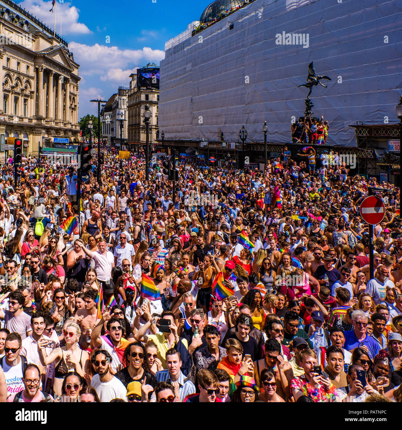 The Pride in London Parade makes its way through Piccadilly Circus and ...