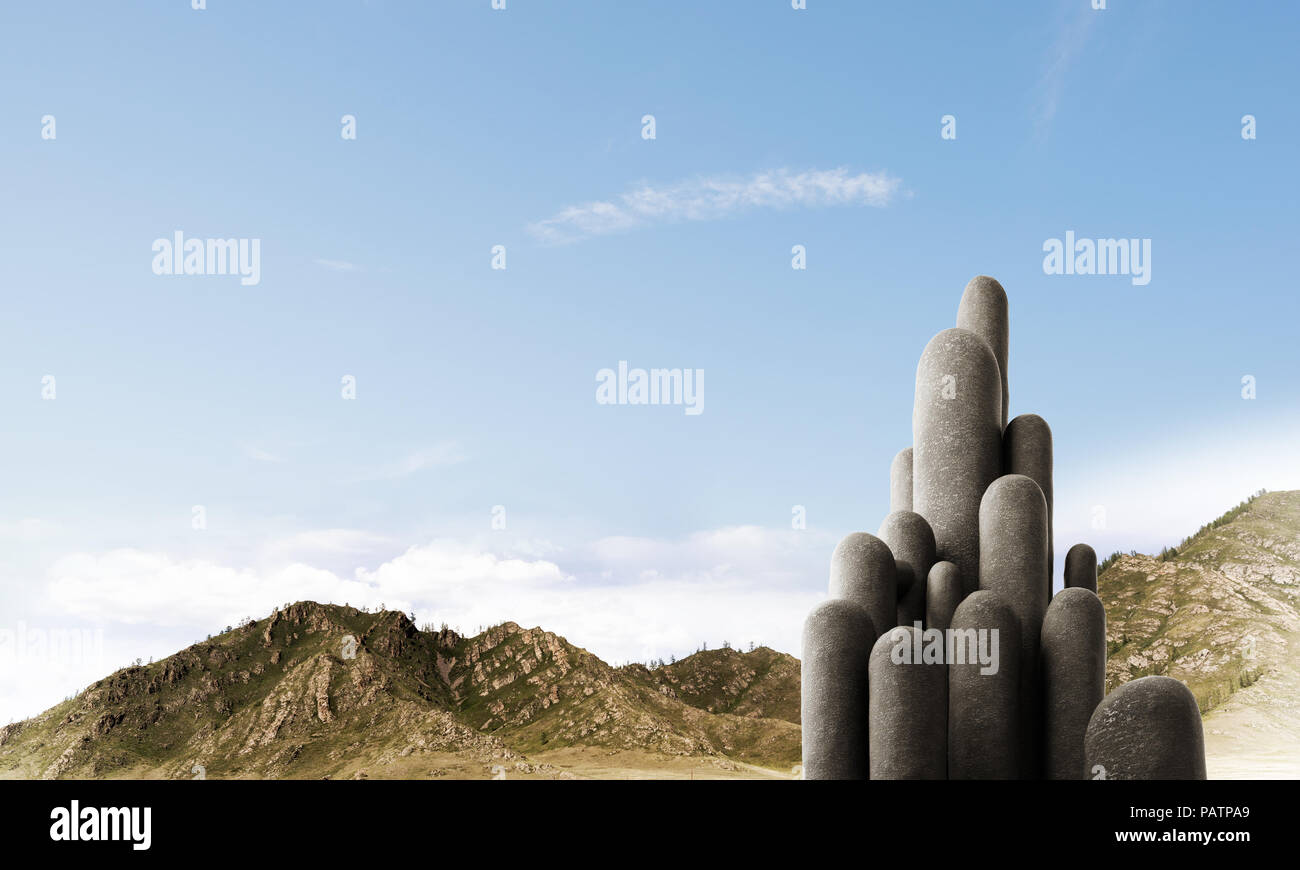 Multiple stone columns with breathtaking landscape Stock Photo - Alamy