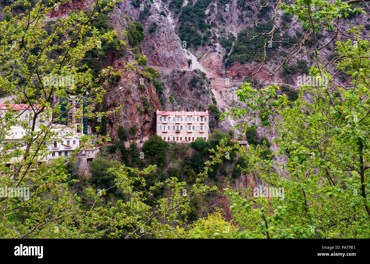 Proussos monastery near Karpenisi town in Evrytania - Greece. The ...