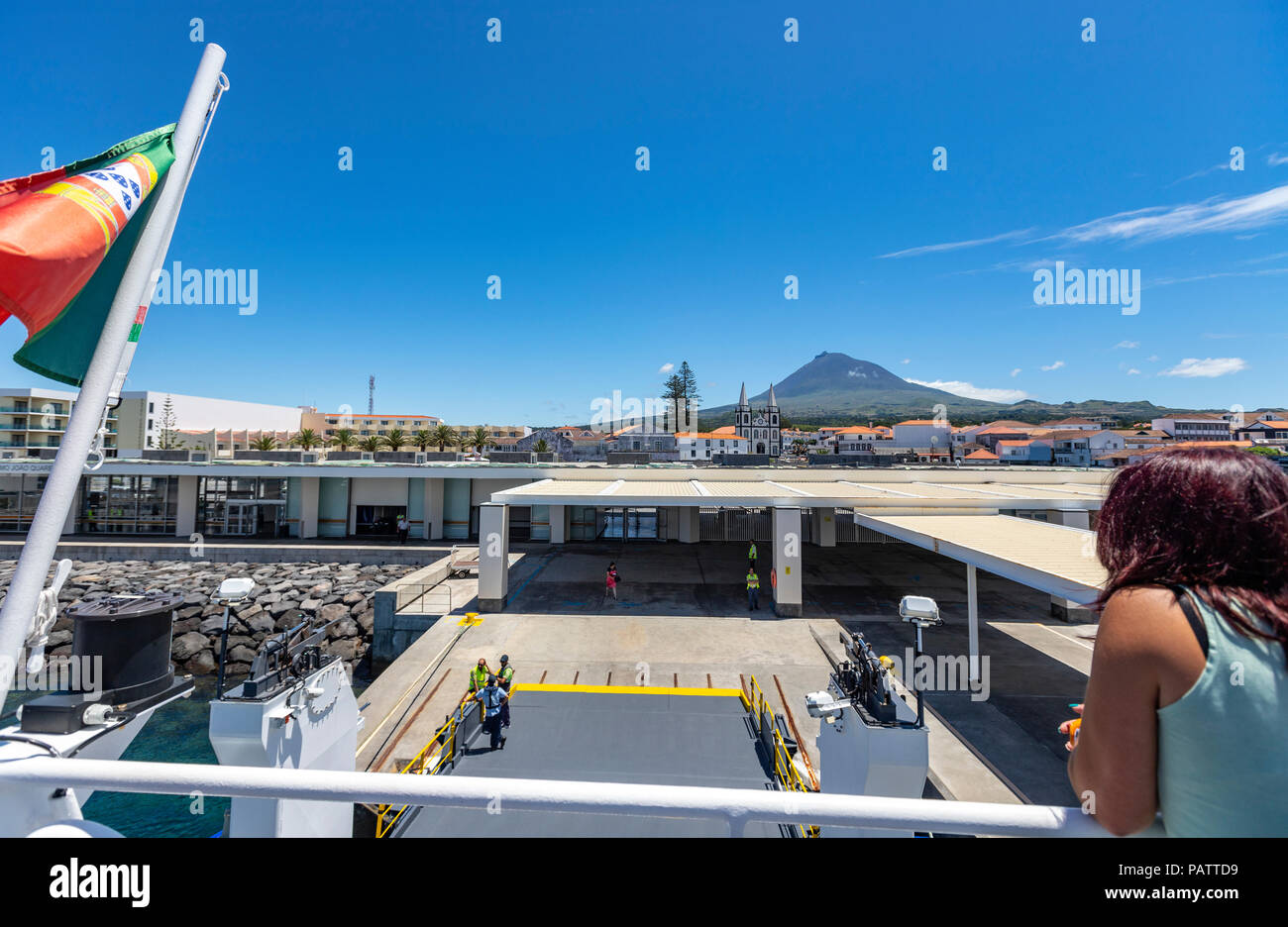 Passengers in the ferry to Horta, Madalena, Pico island, Azores ...