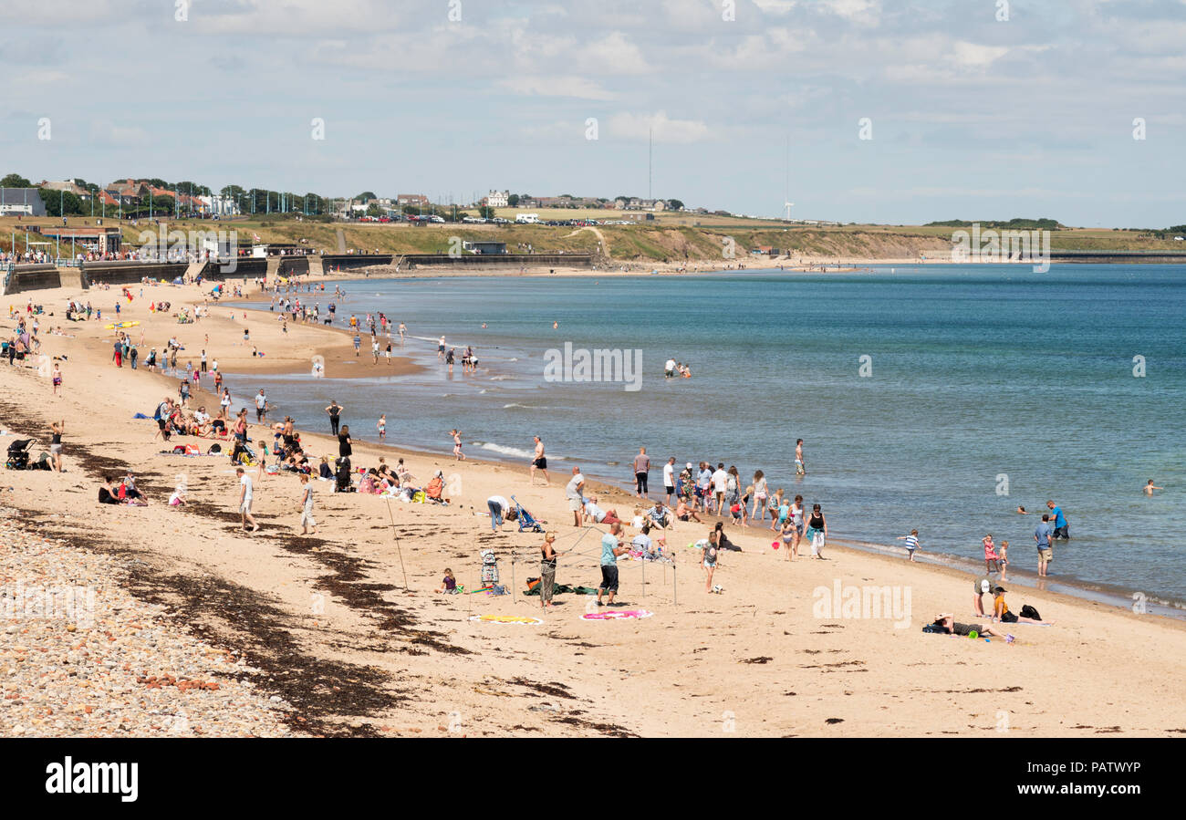 People enjoying summer sunshine on Whitley Bay beach, north east ...