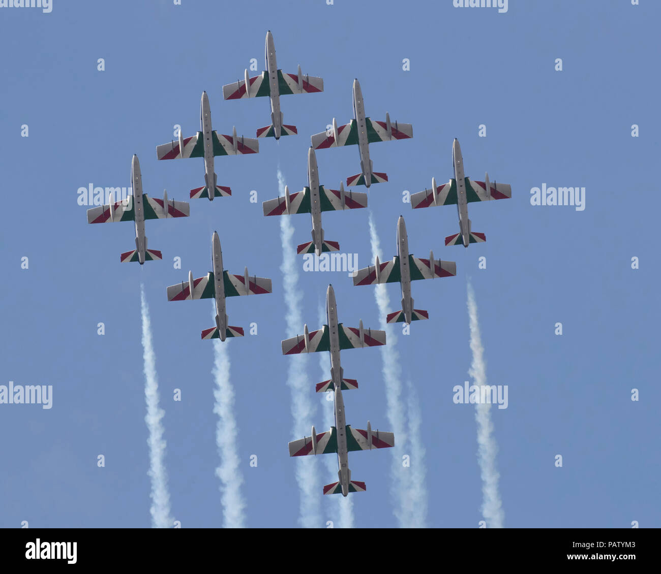The Frecce Tricolori Italian Air Force display team at the 2018 Royal ...