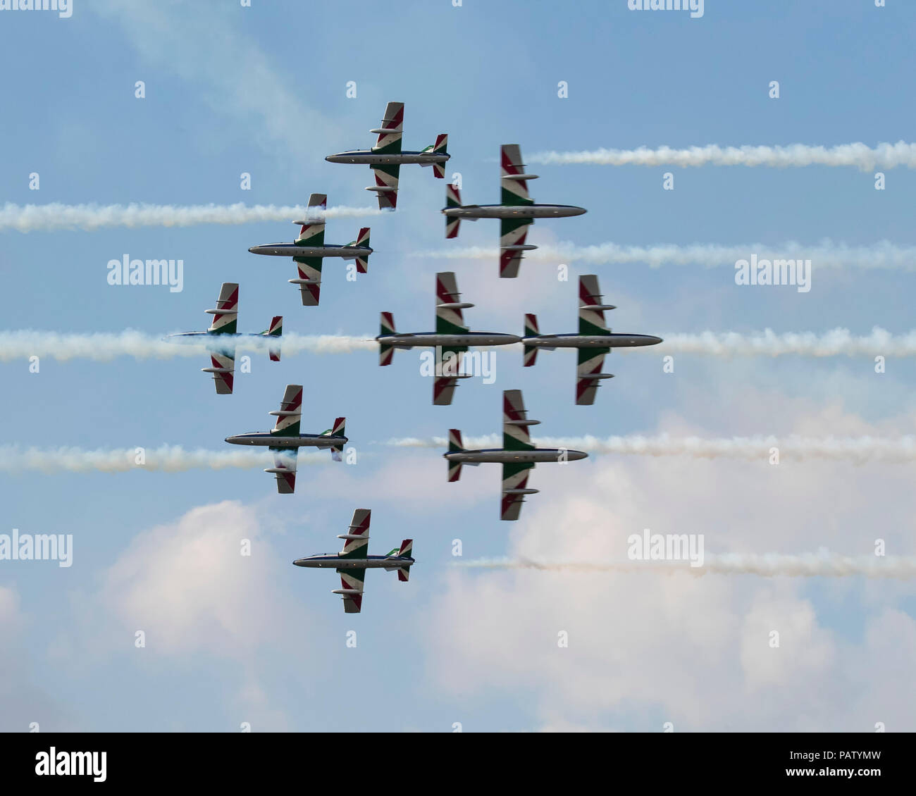The Frecce Tricolori Italian Air Force display team at the 2018 Royal ...