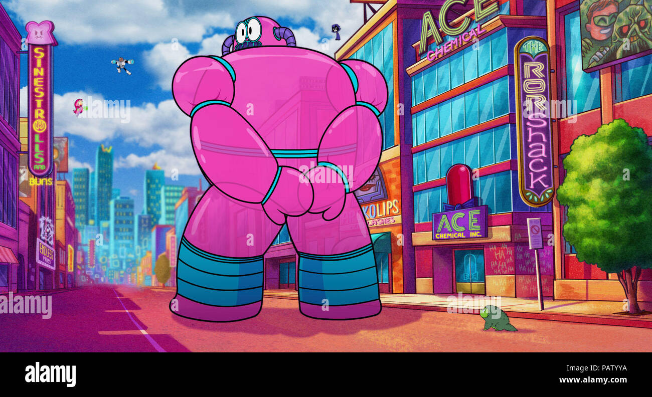 TEEN TITANS GO! TO THE MOVIES, Balloon Man (center, voice: Greg Davies ...