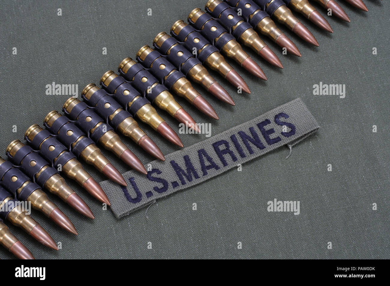 ammunition belt on US MARINES uniform Stock Photo - Alamy