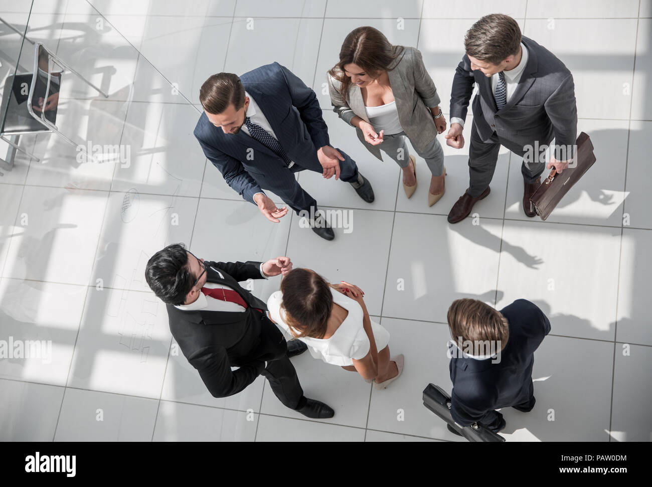 top view. employees discussing important issue Stock Photo - Alamy