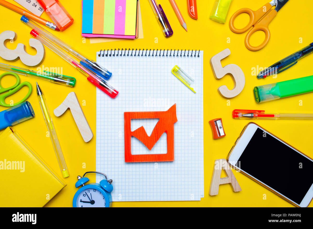 school elections concept. Election check box and school accessories on ...