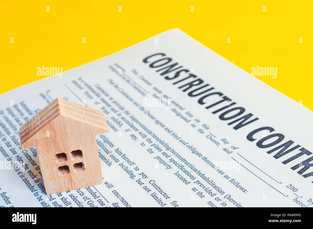 construction contract and house. concept of real estate and planning of ...