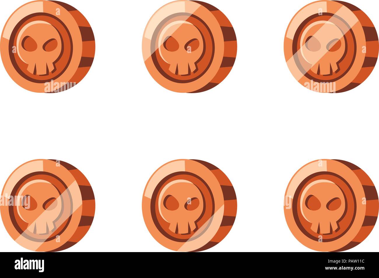 Cartoon bronze coin with shinning animation, shiny coin Stock Vector ...