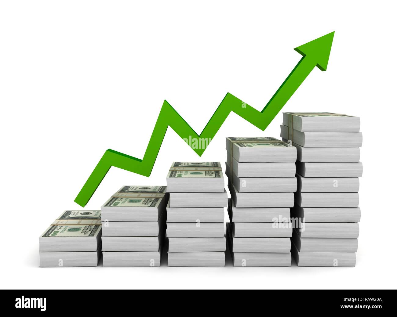 money graph 3d illustration isolated on white background Stock Photo ...