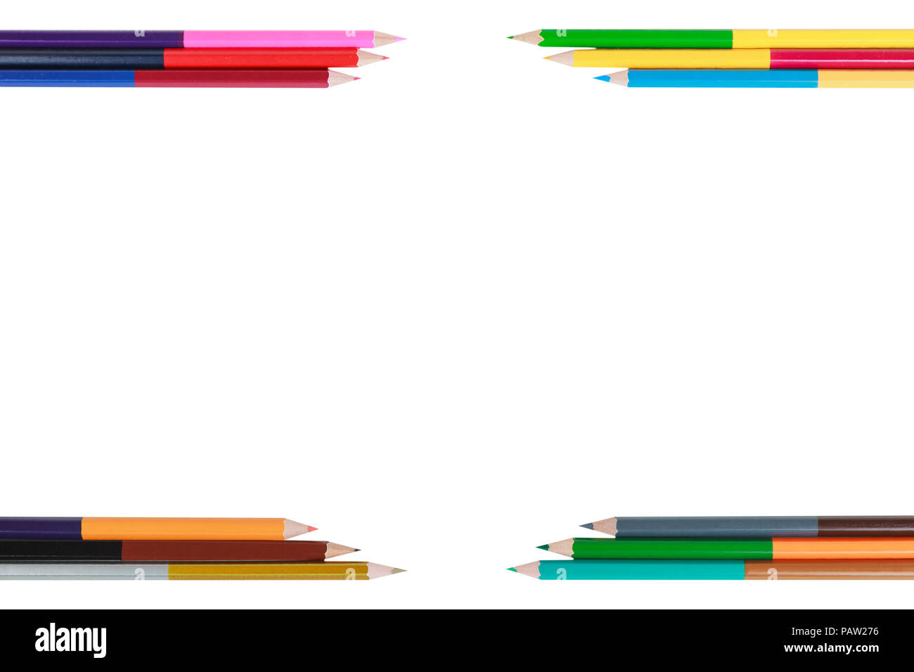 Color pencils frame with copy space on white background Stock Photo - Alamy