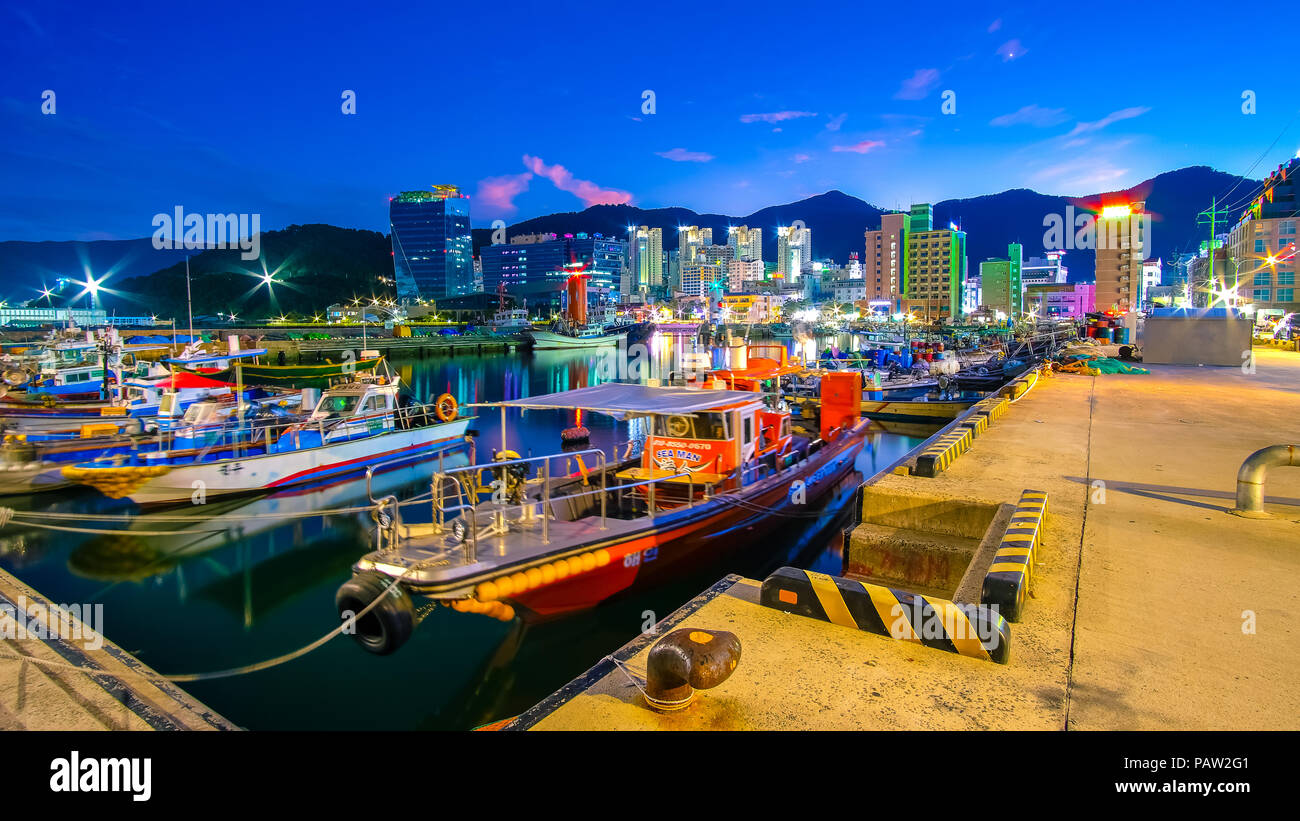 Beautiful view of Okpo port at nighttime, South Korea Stock Photo - Alamy