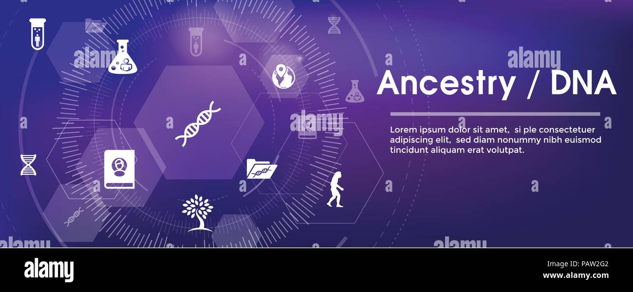 Ancestry / Genealogy Icon Set web banner with Family Tree Album, family ...