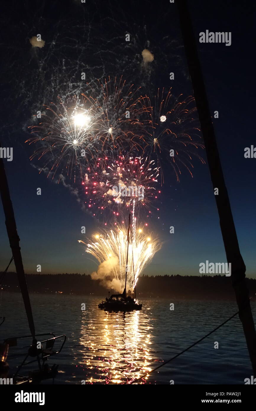 Fireworks on water Stock Photo - Alamy