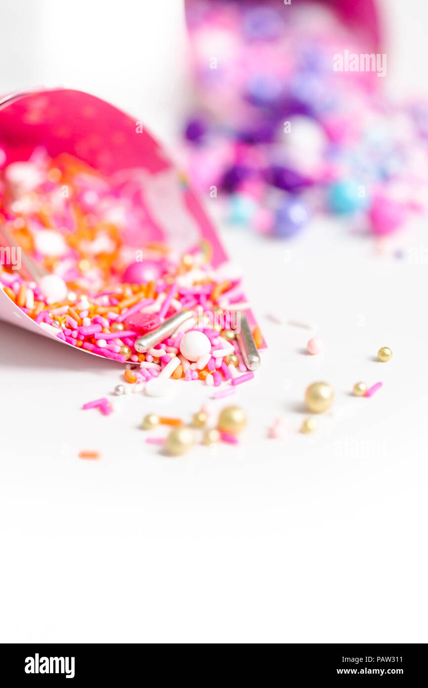 Colorful sprinkle blend on a white background Stock Photo - Alamy