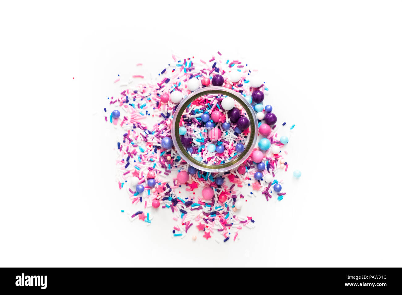 Colorful purple sprinkle blend on a white background Stock Photo - Alamy