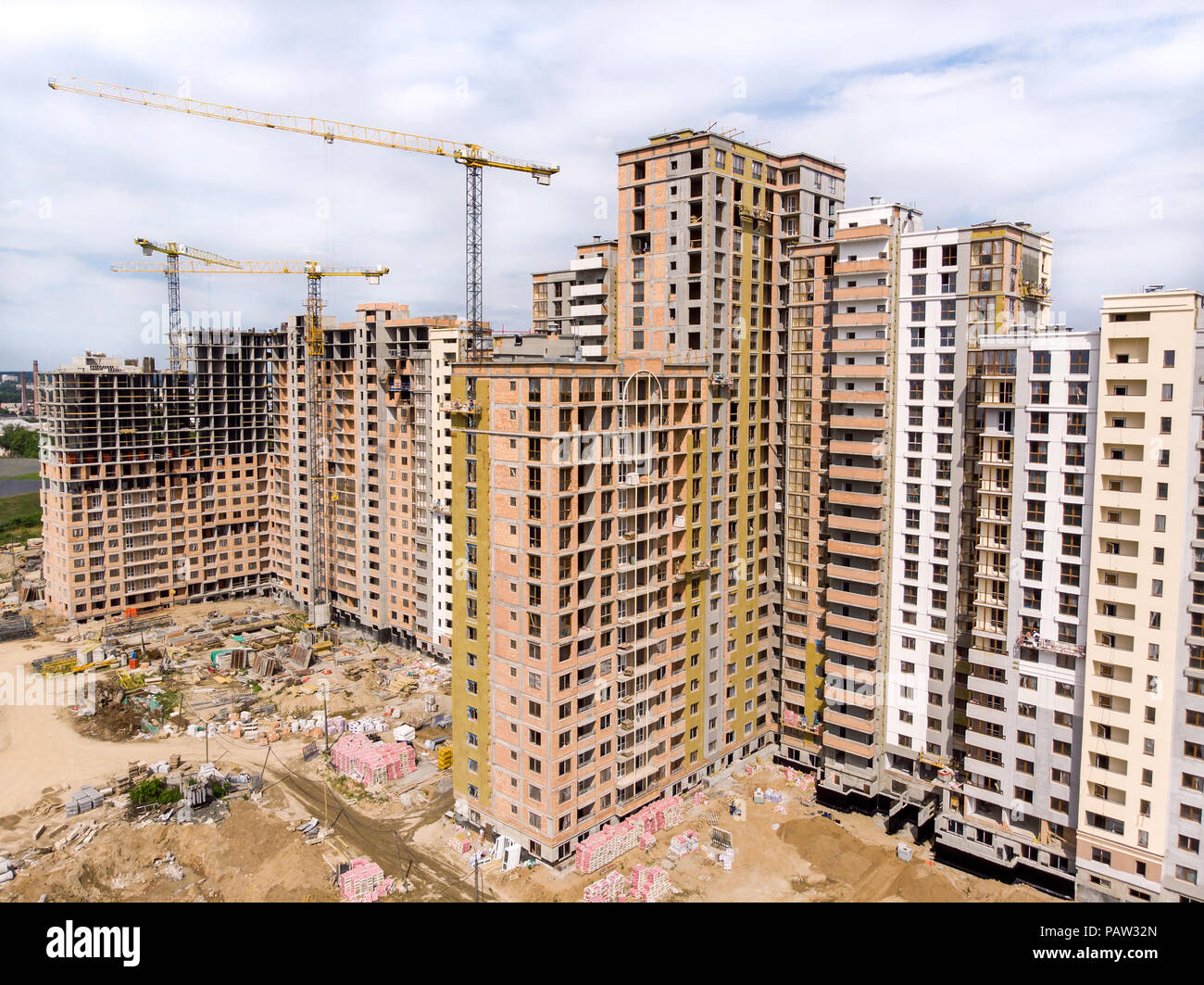 aerial view of new civil residential building under construction Stock ...