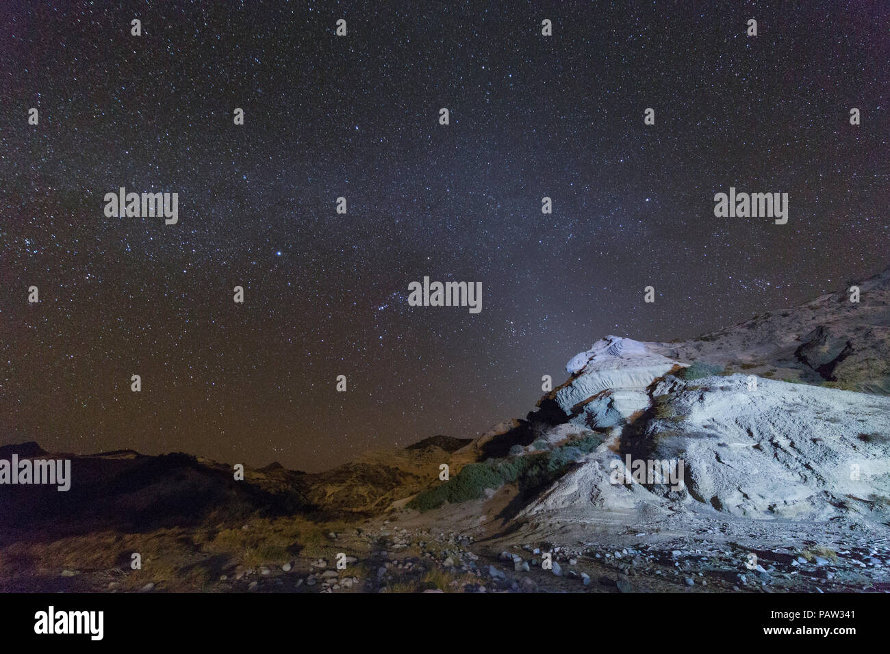 The starry night sky at Punta Colorado, San Jose Island, Baja ...