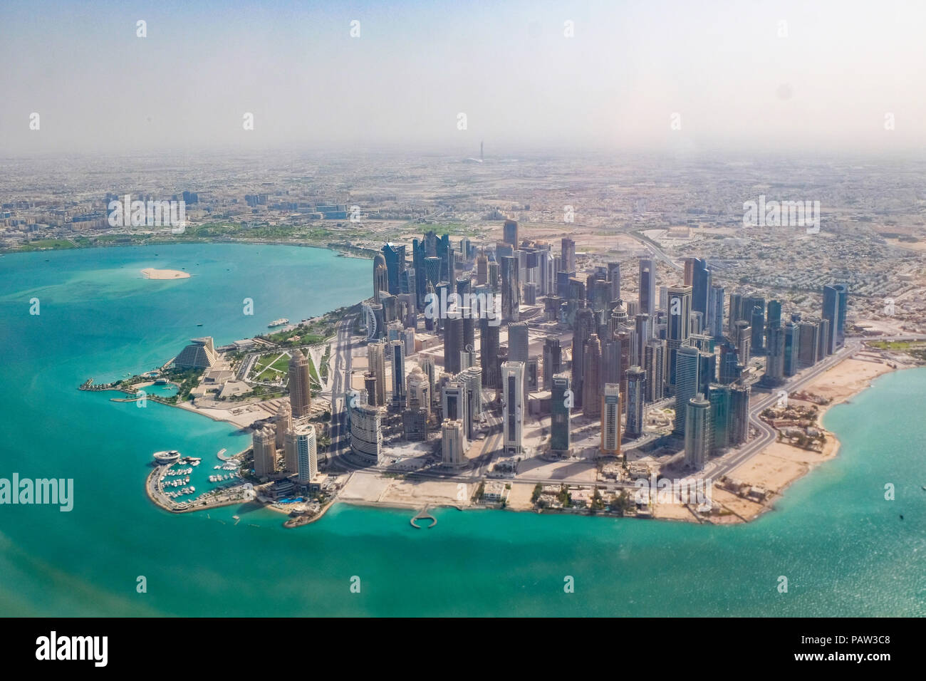 Doha, the capital of Qatar, seen from the air Stock Photo - Alamy