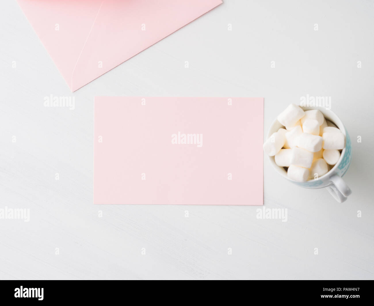 Blank pink paper card for Valentine's or mother woman day. Wedding baby ...