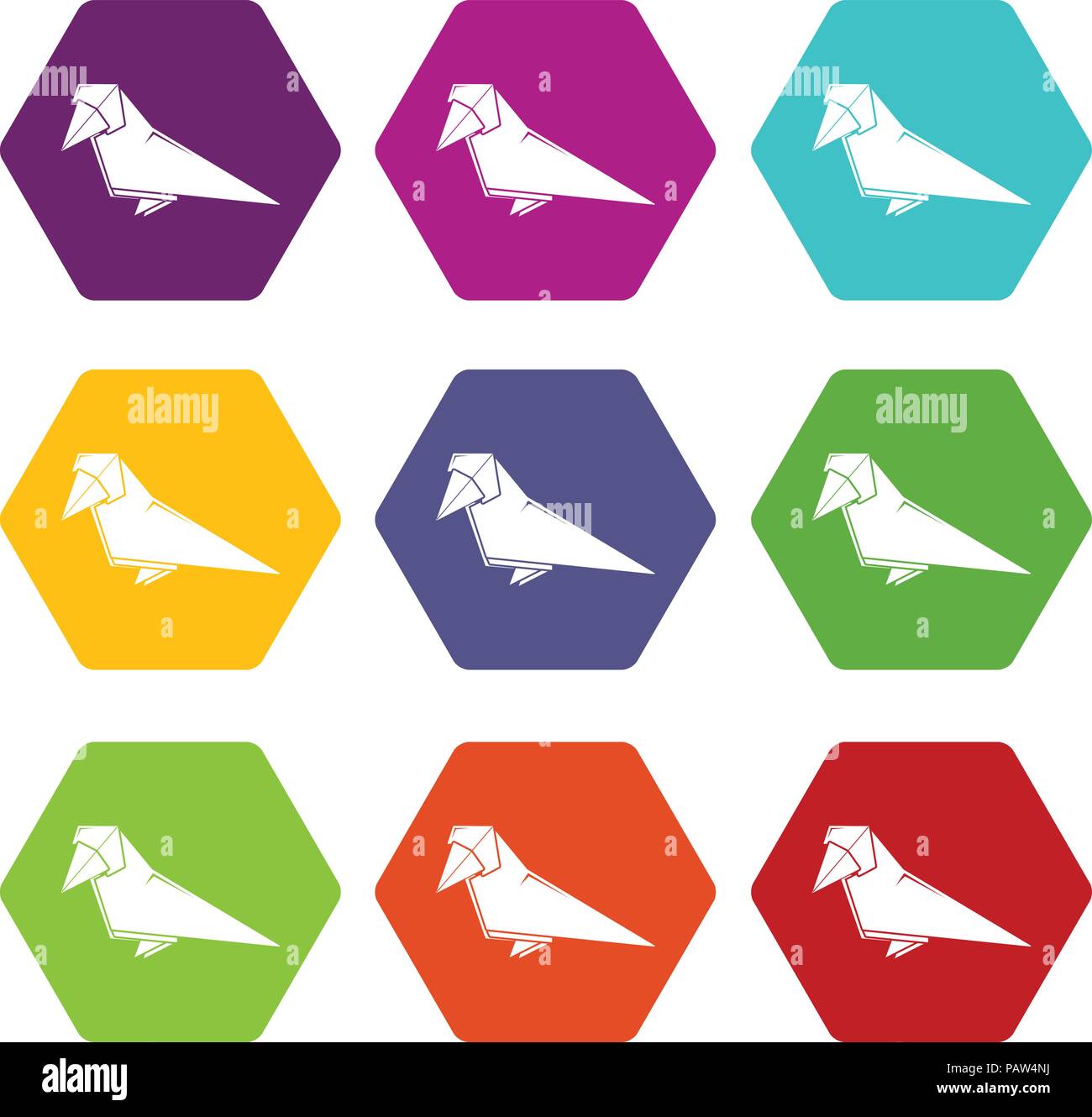 Origami bird icons set 9 vector Stock Vector Image & Art - Alamy