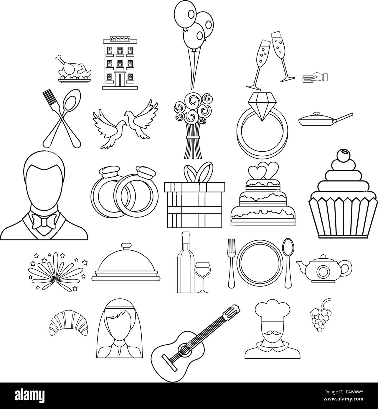 Wedding banquet icons set, outline style Stock Vector Image & Art - Alamy