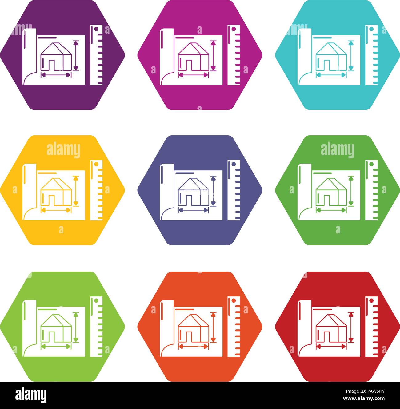 House plan icons set 9 vector Stock Vector Image & Art - Alamy