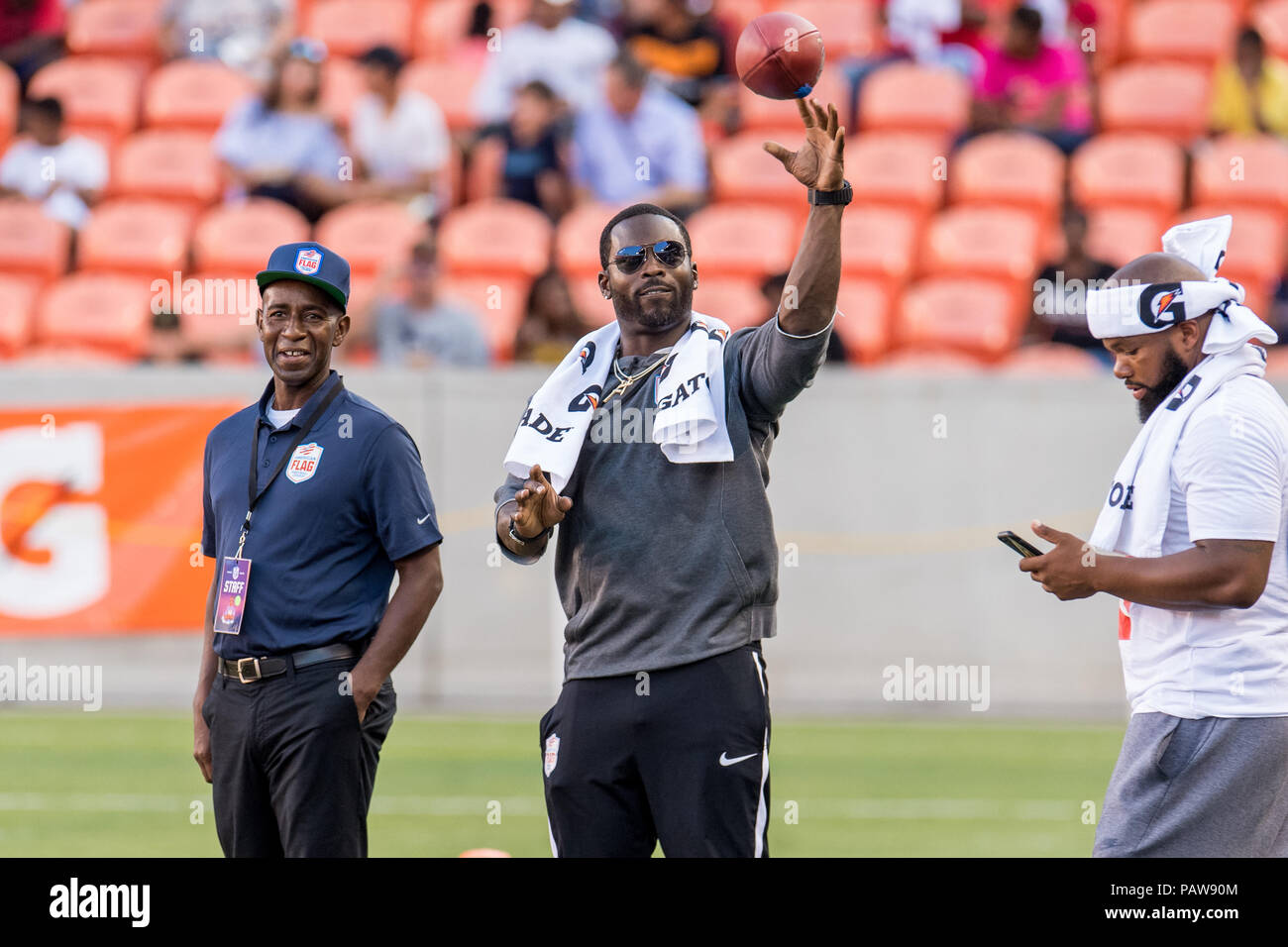 Houston, TX, USA. 19th July, 2018. Former NFL quarterback Michael Vick ...