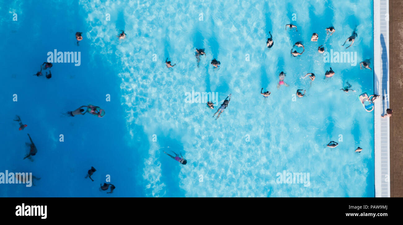 Aerial view of swimmers in swimming pool hi-res stock photography and ...