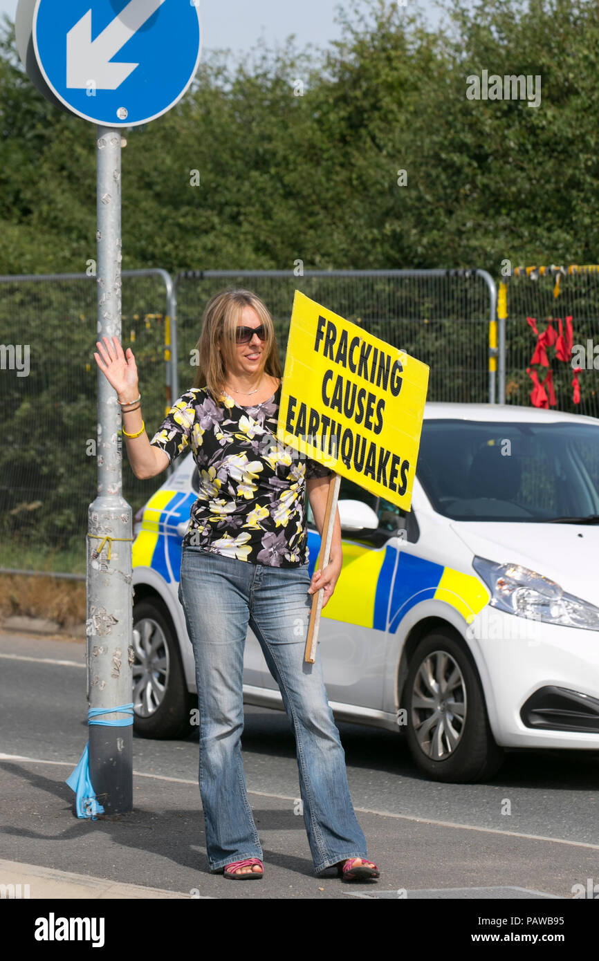 Little Plumpton, Blackpool, UK. 25/07/2018. Debbie with an anti ...
