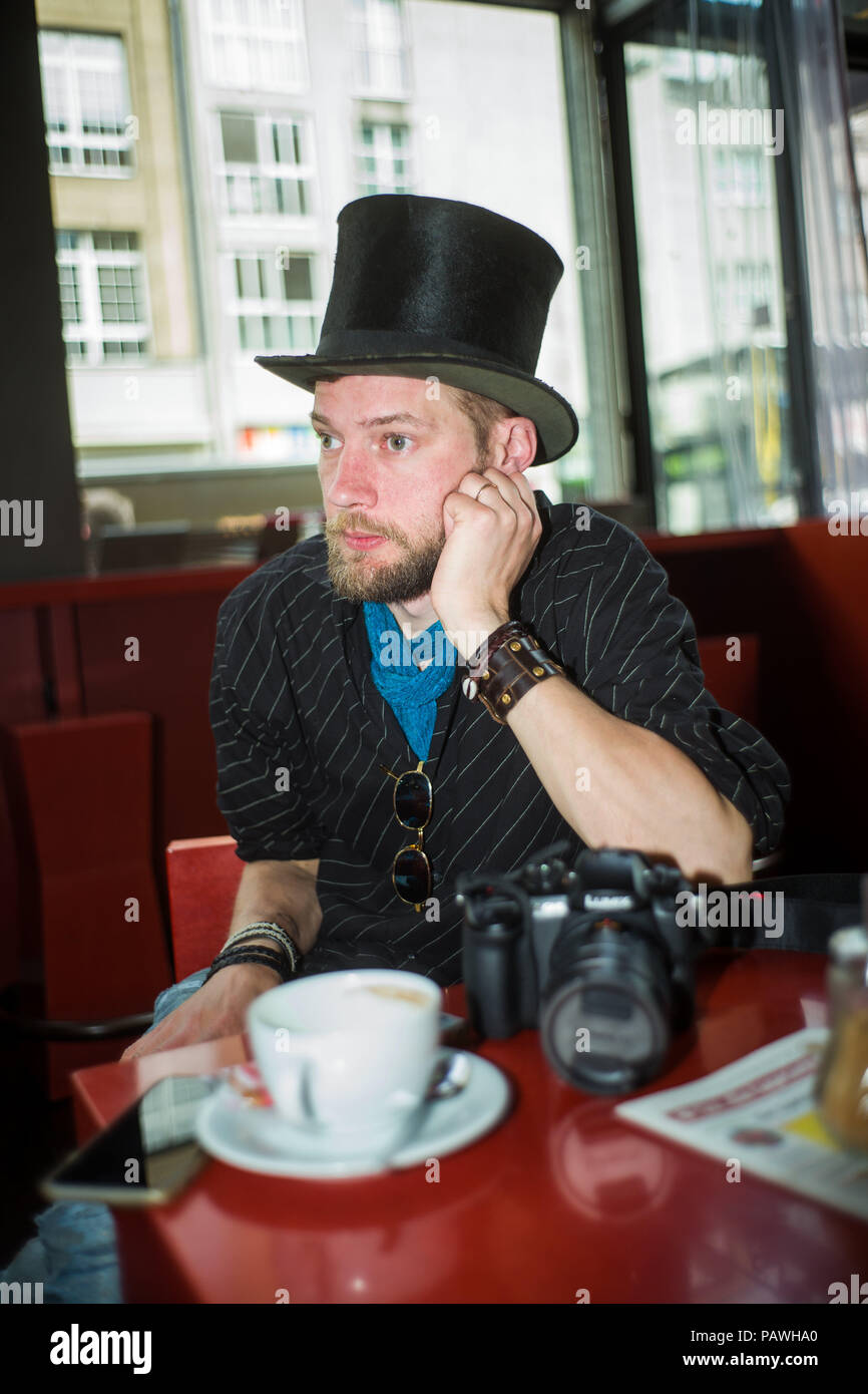 Berlin, Germany. 23rd Apr, 2018. Juha Jaervinen, participant of the ...