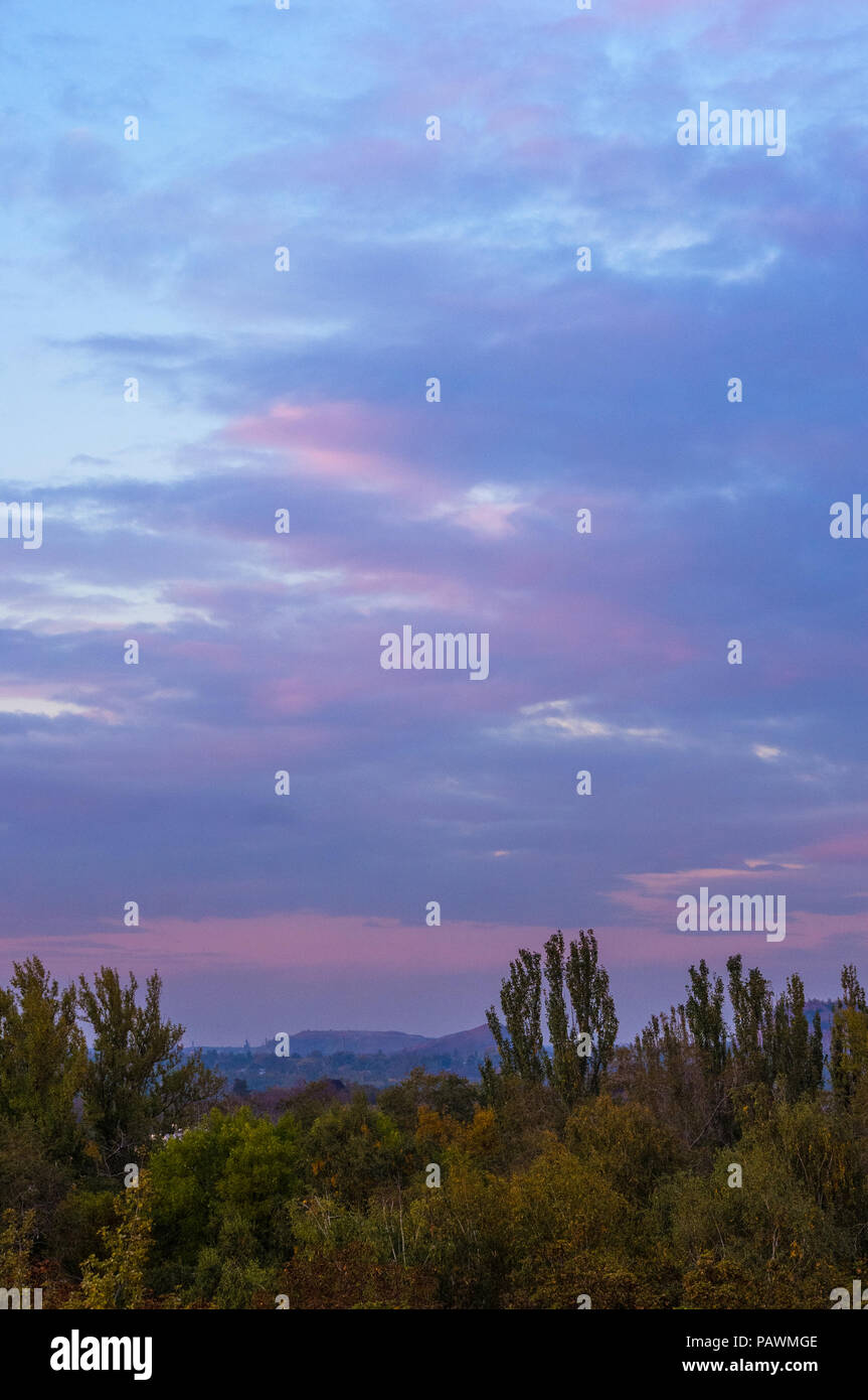 Landscape with dramatic light - beautiful golden sunset with saturated ...
