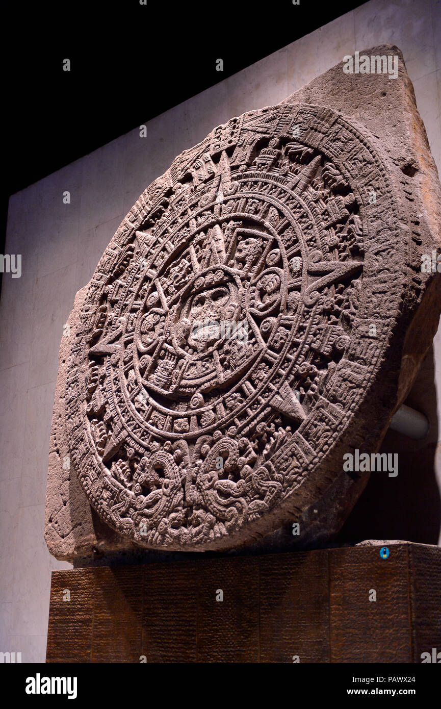 MEXICO CITY, MEX - OCT 27, 2016: Original Aztec Sunstone in the ...