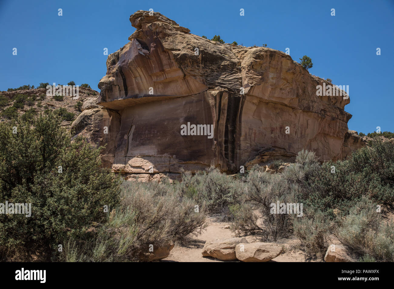 Ancient Native American petroglyphs and pictographs in Sego Canyon ...