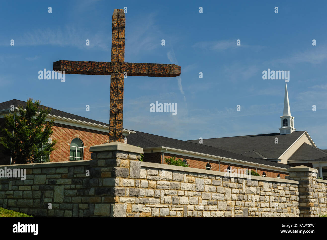 Cross and Church Stock Photo - Alamy