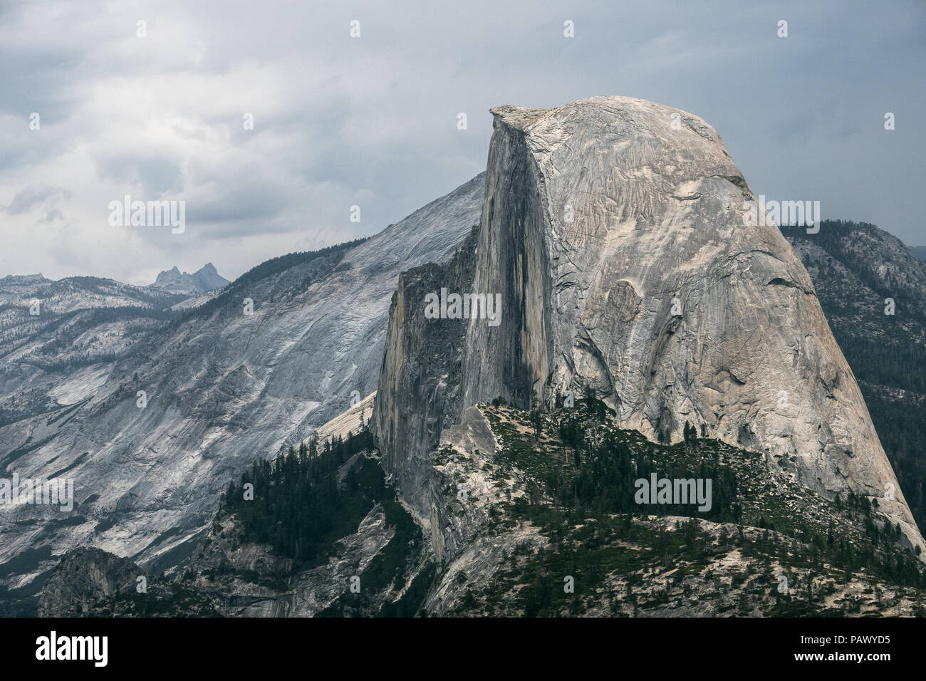 Closeup of Half Dome's Granite Face - Yosemite National Park Landscape ...