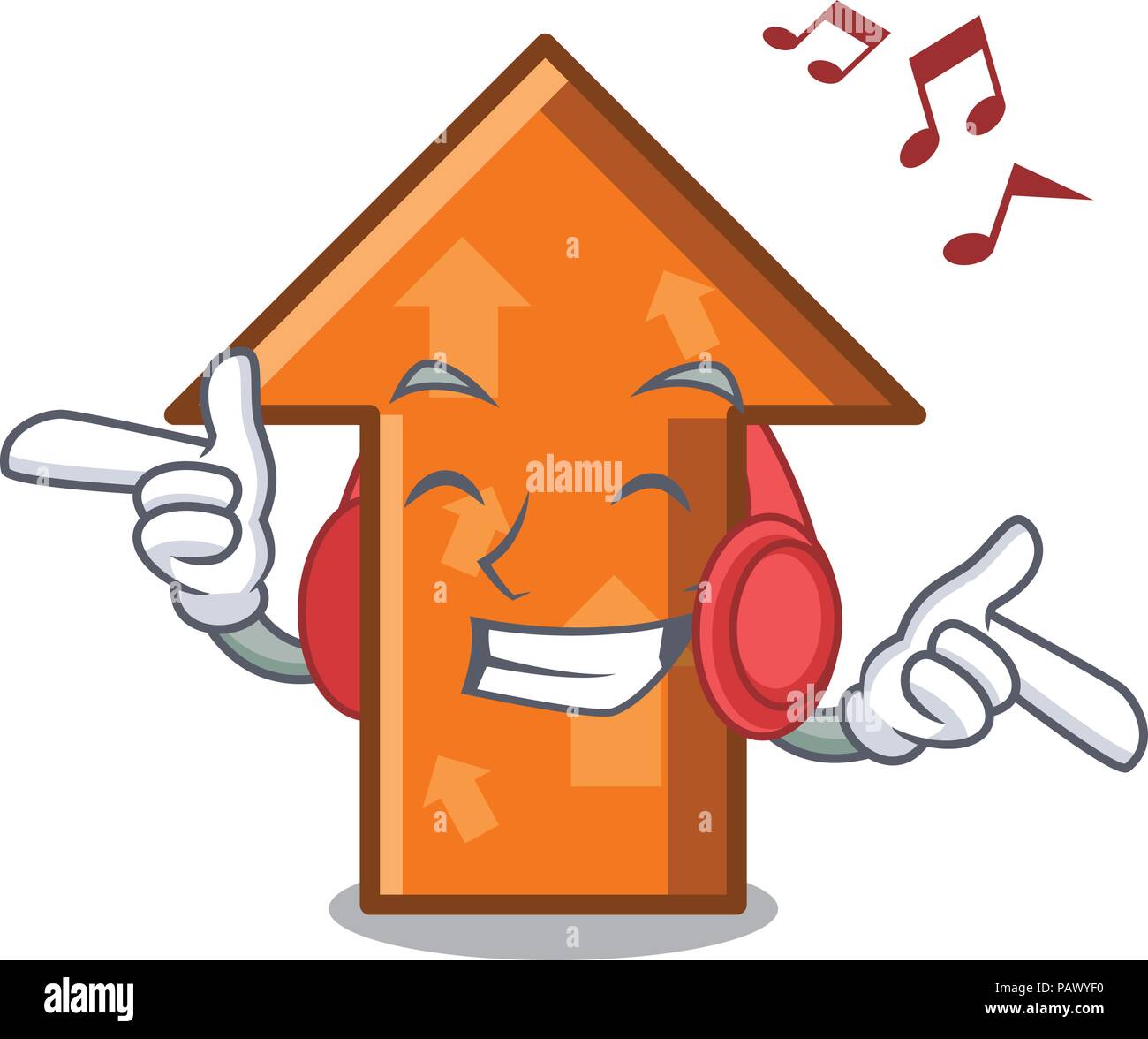 Listening music arrow mascot cartoon style Stock Vector Image & Art - Alamy