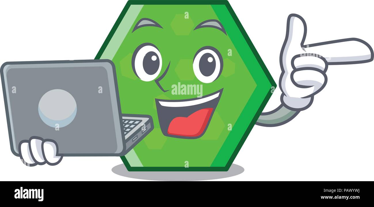 With laptop octagon character cartoon style Stock Vector Image & Art ...