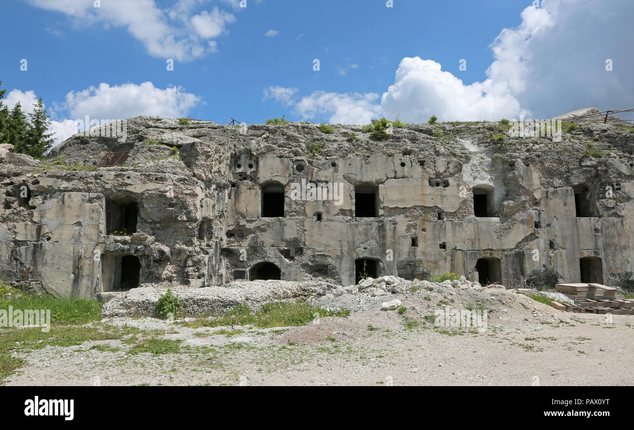old fortress of First World War by austrian soldiers called Forte Sommo ...