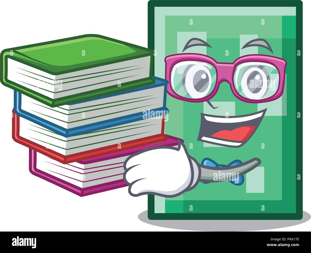 Student with book rectangle mascot cartoon style Stock Vector Image ...