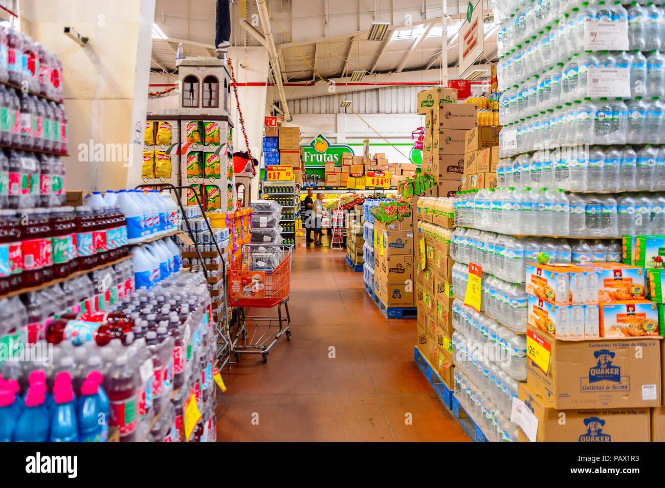 OAXACA, MEXICO - NOV 1, 2016: Interior of the supermarket Soriana, a ...