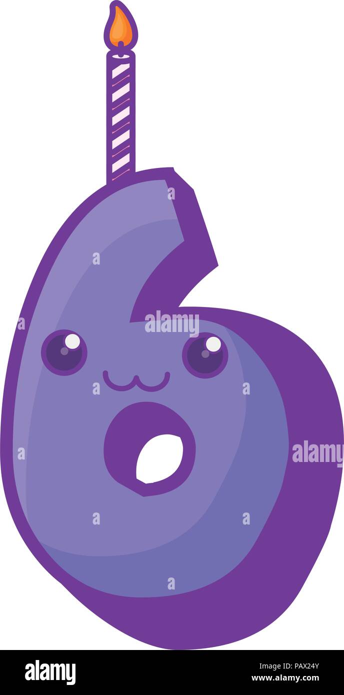 cute birthday number six icon over white background, vector ...