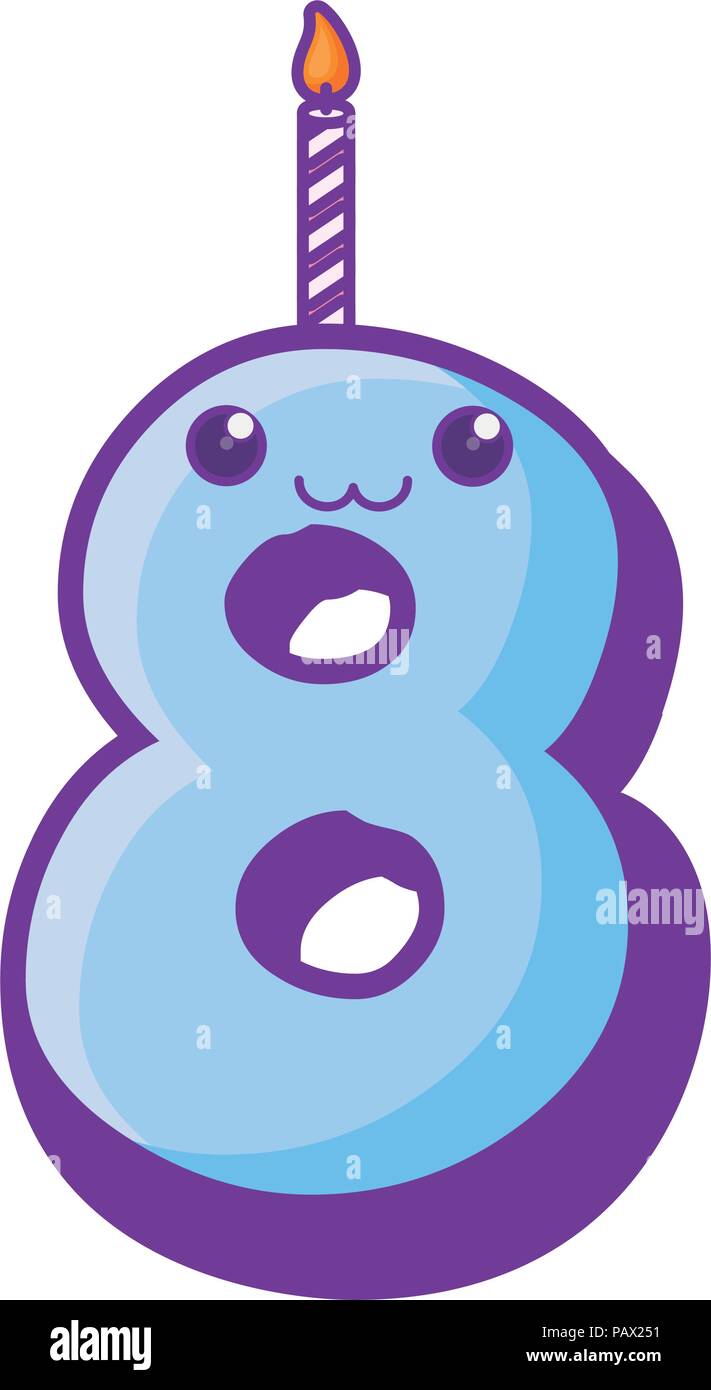 cute birthday number eight icon over white background, vector ...