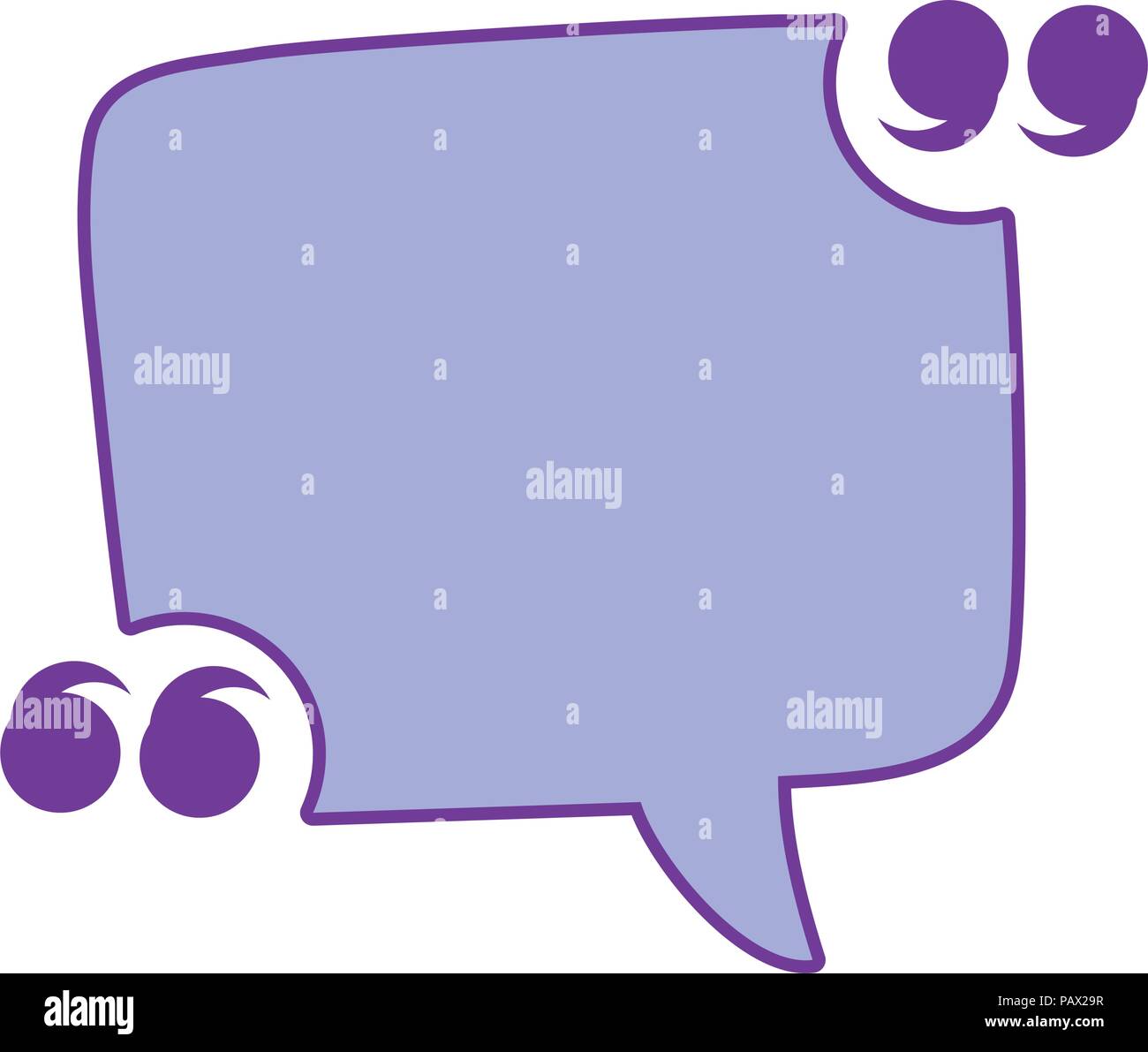 square speech bubble and quotation marks over white background, vector ...