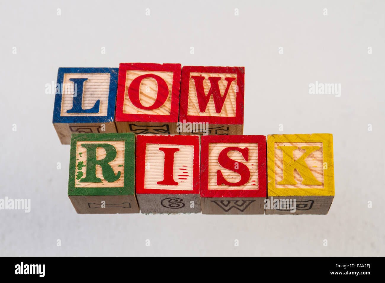 The term low risk displayed visually on a white background using ...